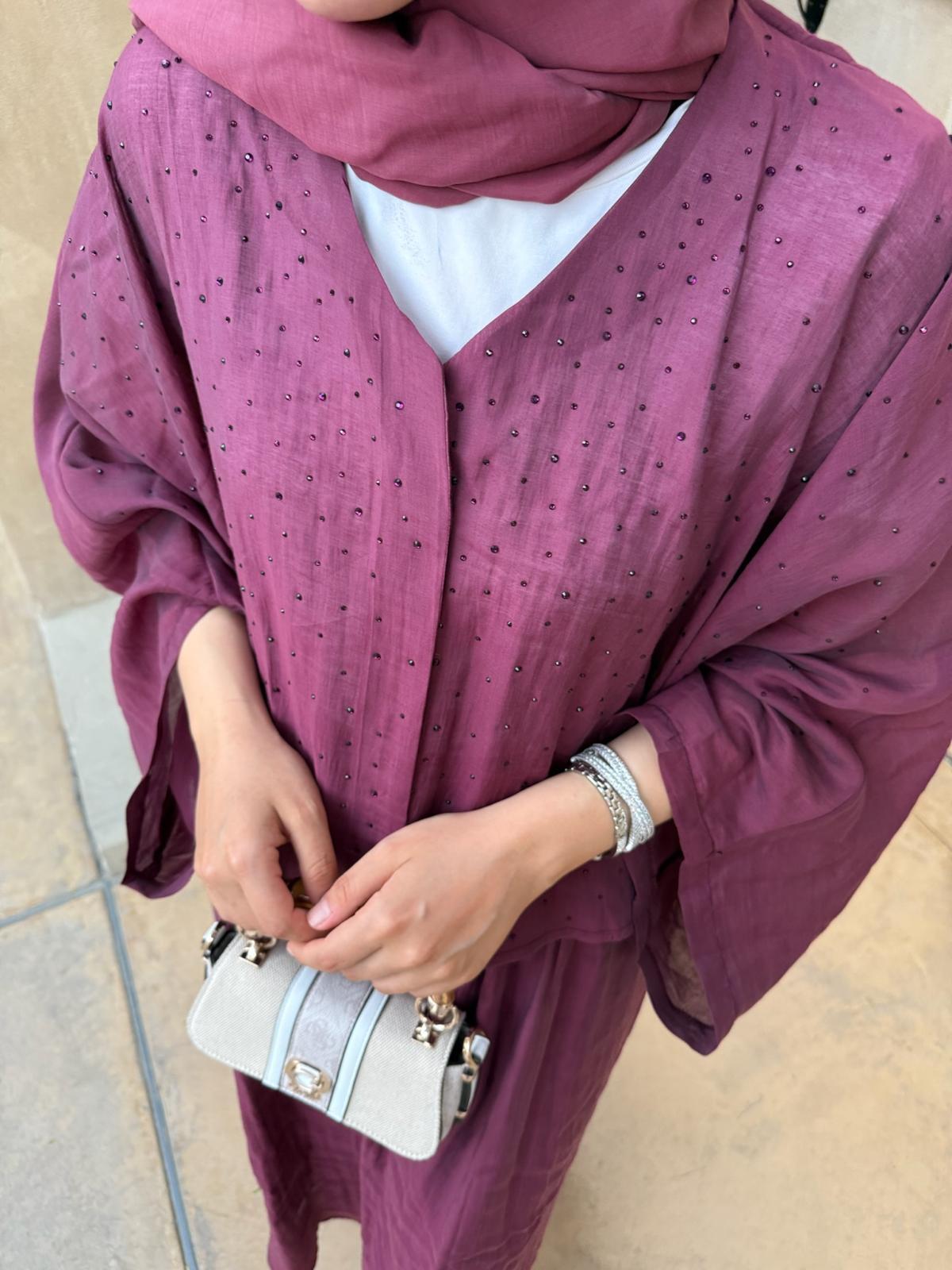 Burgundy Stone-Embellished 2-Piece Blouse and Skirt Set – sonafey